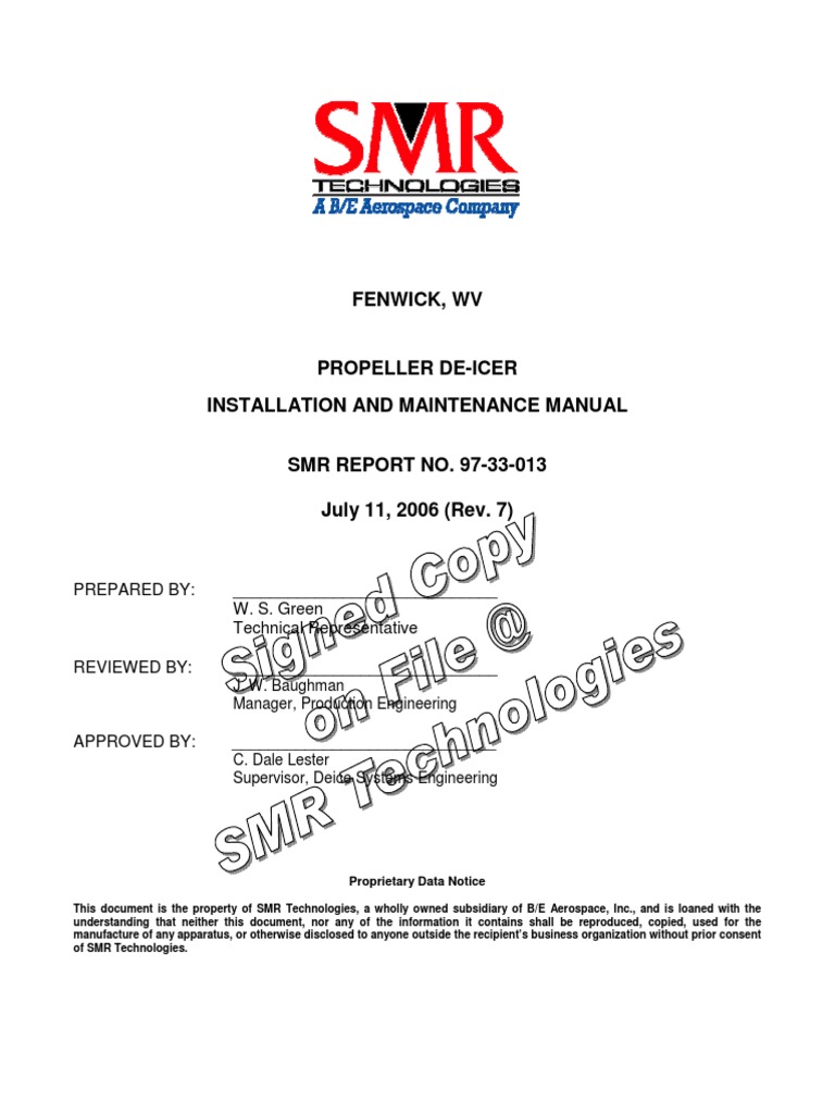 SMR Propeller De-Icer Installation and Maintenance Manual | Download ...