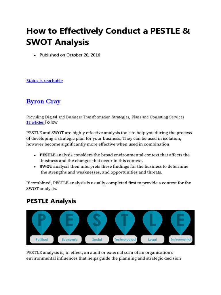 How To Effectively Conduct A PESTLE | Download Free PDF | Swot Analysis ...