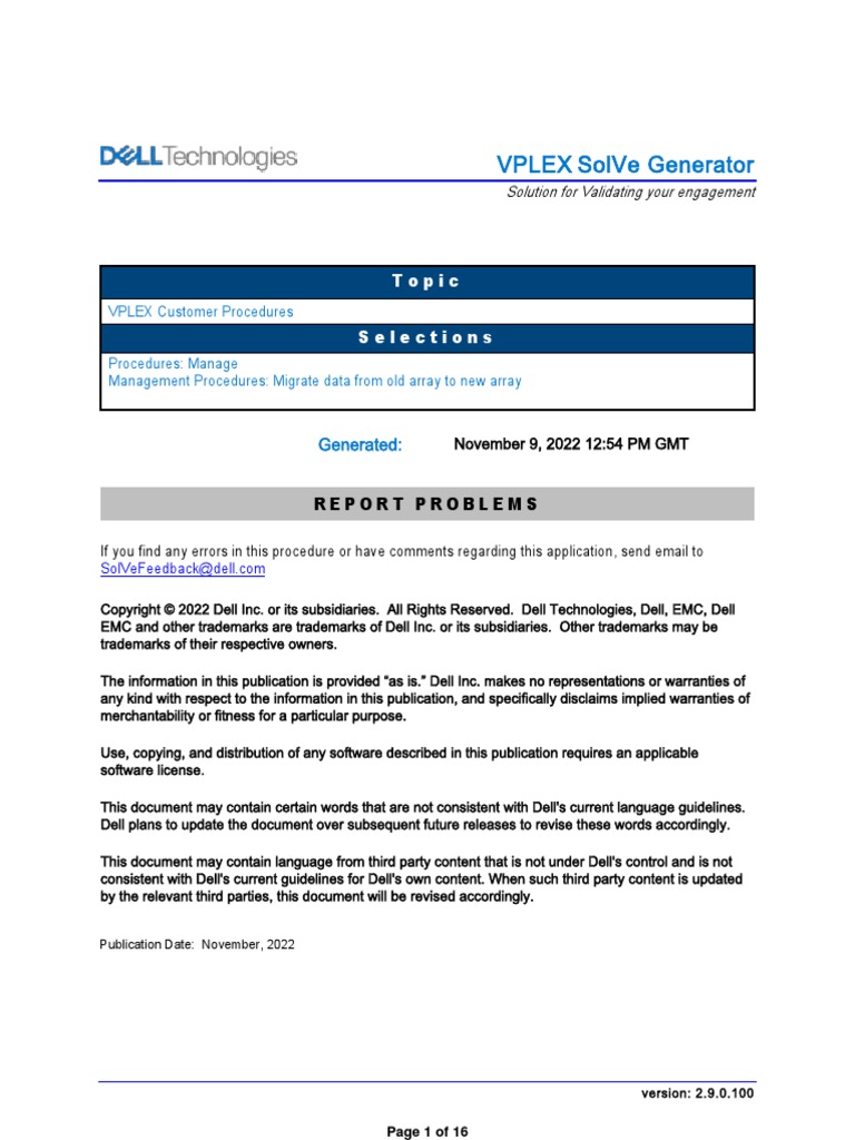 VPLEX - VPLEX Customer Procedures-Manage | PDF | Metadata | Dell