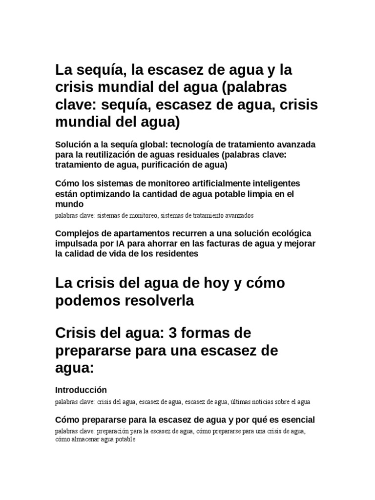 Crisis Del Agua | PDF | Agua | Escasez de agua