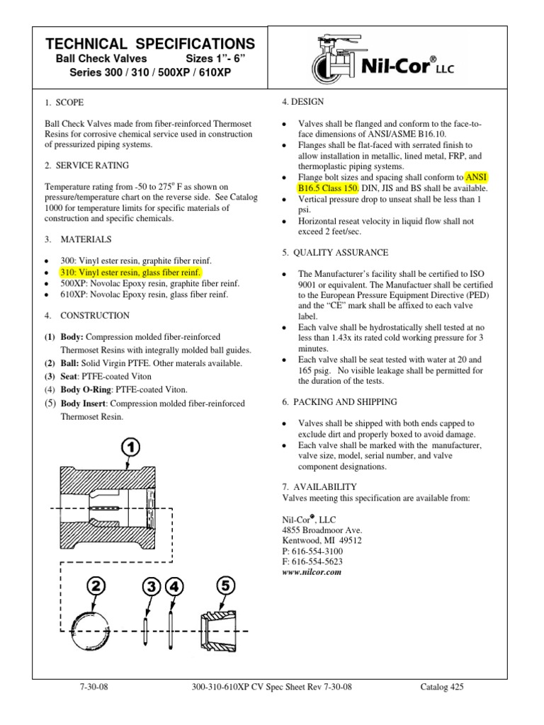 21-300-310-500XP-610XP CV Spec Sheet Rev 7-30-08 | PDF | Valve | Chemical Engineering