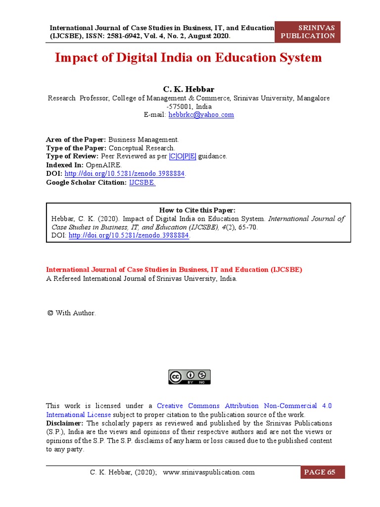 Impact of Digital India On Education Sys | PDF | Educational Technology ...