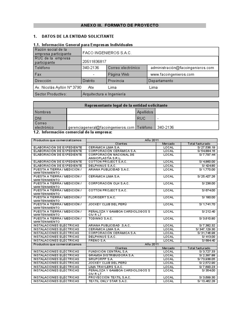 Anexo III. Formato de Proyecto | PDF | Calidad (comercial) | Minería