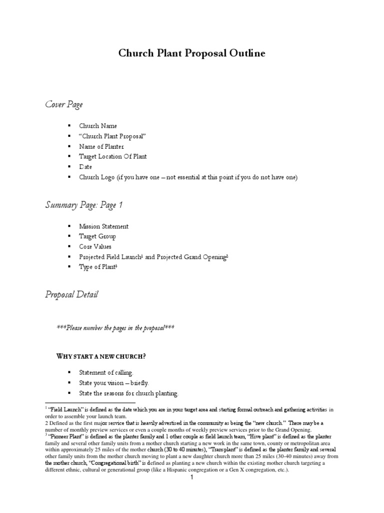 Church Plant Proposal Template | PDF | Strategic Planning