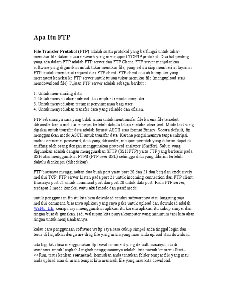 Pengertian dan Cara Kerja FTP | PDF | Komputer