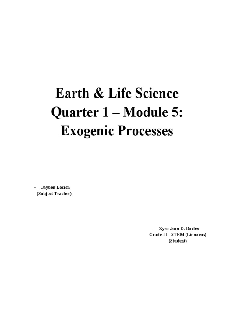Earth & Life Science Module 5 | PDF | Erosion | Environmental Science