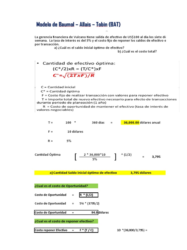 Ejercicios Modelo Baumol y Modelo Miller Orr-2 | PDF | Economias