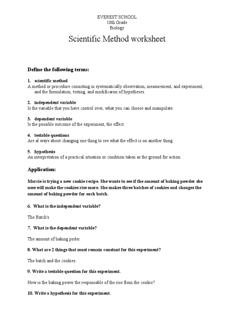 Scientific Method Worksheet Biology | PDF | Experiment | Scientific Method