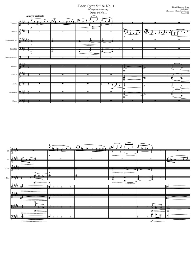 Peer Gynt Suite No. 1 Morning Mood Adaptacion | PDF