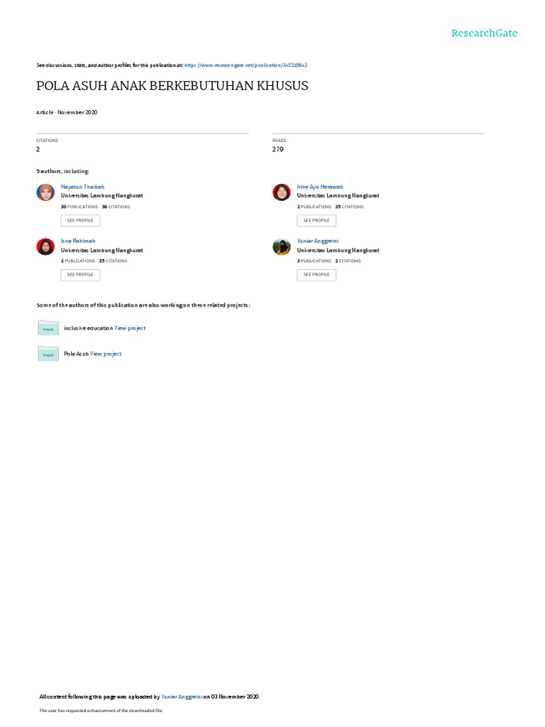 Pola Asuh Anak Berkebutuhan Khusus | PDF | Karier & Perkembangan | Kesehatan Holistik