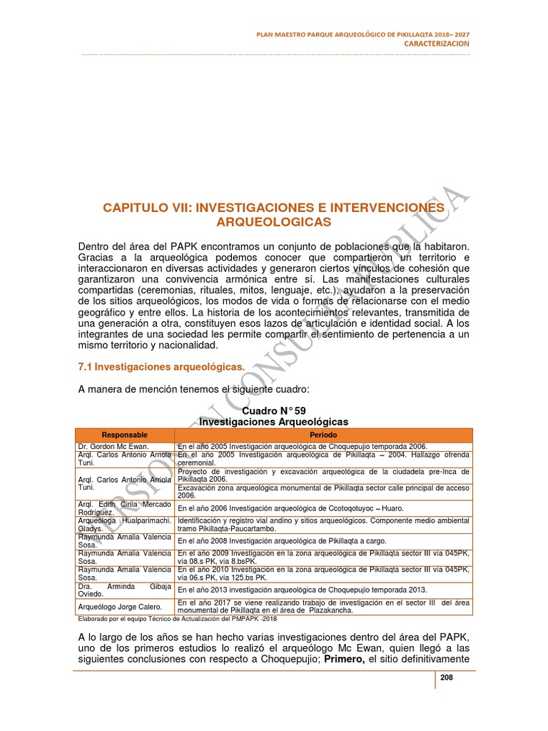Capitulo VII Investigaciones Arqueologicas | PDF | Arqueología