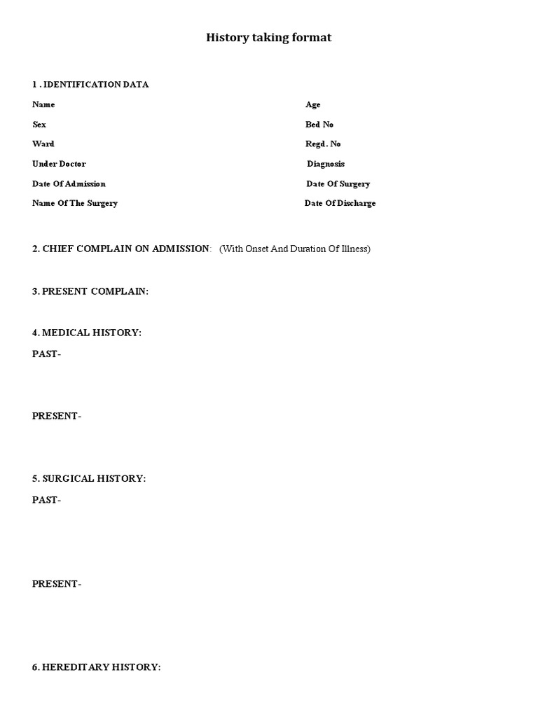History Taking Format | PDF