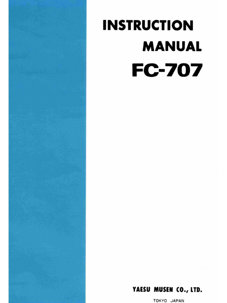 Yaesu FC-707 Antenna Coupler Instruction Manual en | PDF