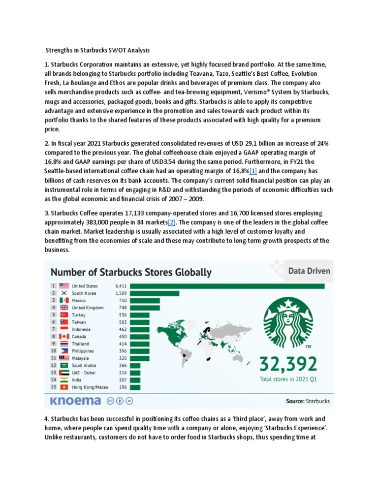 Strengths in Starbucks SWOT Analysis | PDF | Starbucks | Coffee