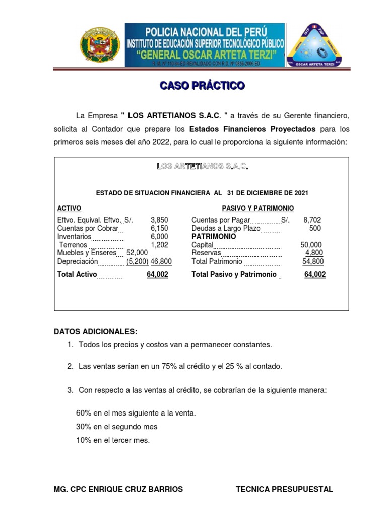 Eeff Proyectados Caso Practico Flujo Caja | PDF | Economias | Dinero