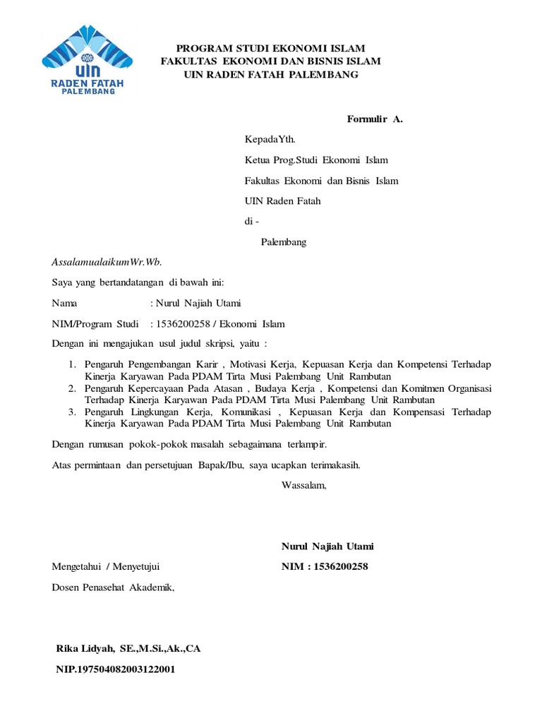 Surat Pengajuan Judul | PDF