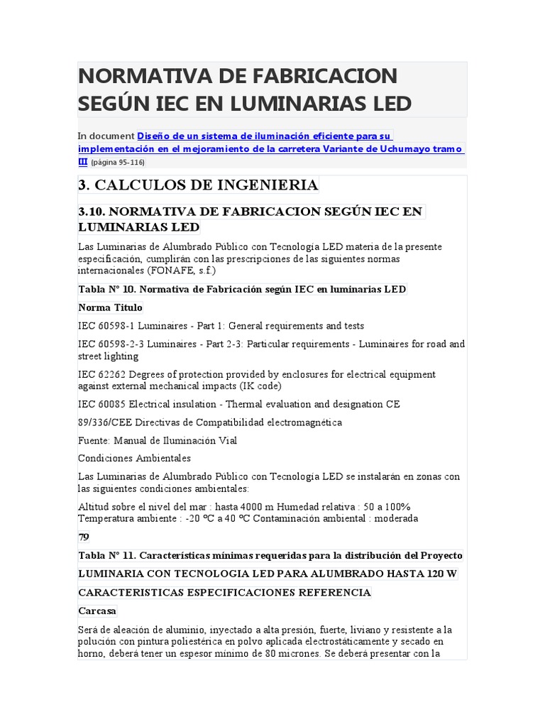 Normativa de Fabricacion Según Iec en Luminarias Led | PDF | Diodo ...