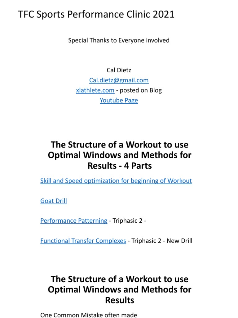 The Structure of A Workout Cal Dietz | PDF | Recreation | Physical Exercise