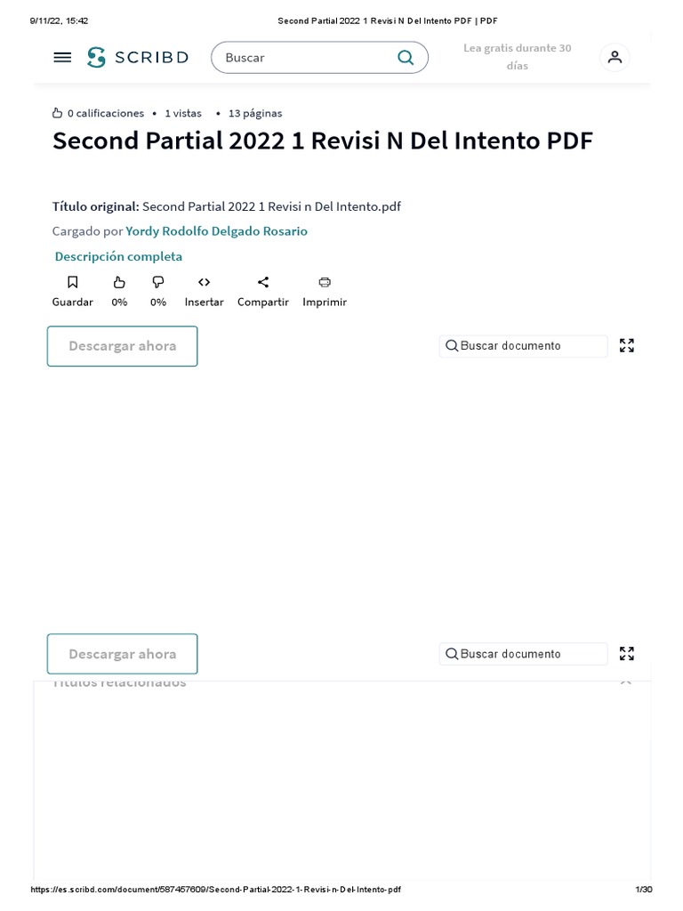 Second Partial 2022 1 Revisi N Del Intento PDF - PDF | PDF