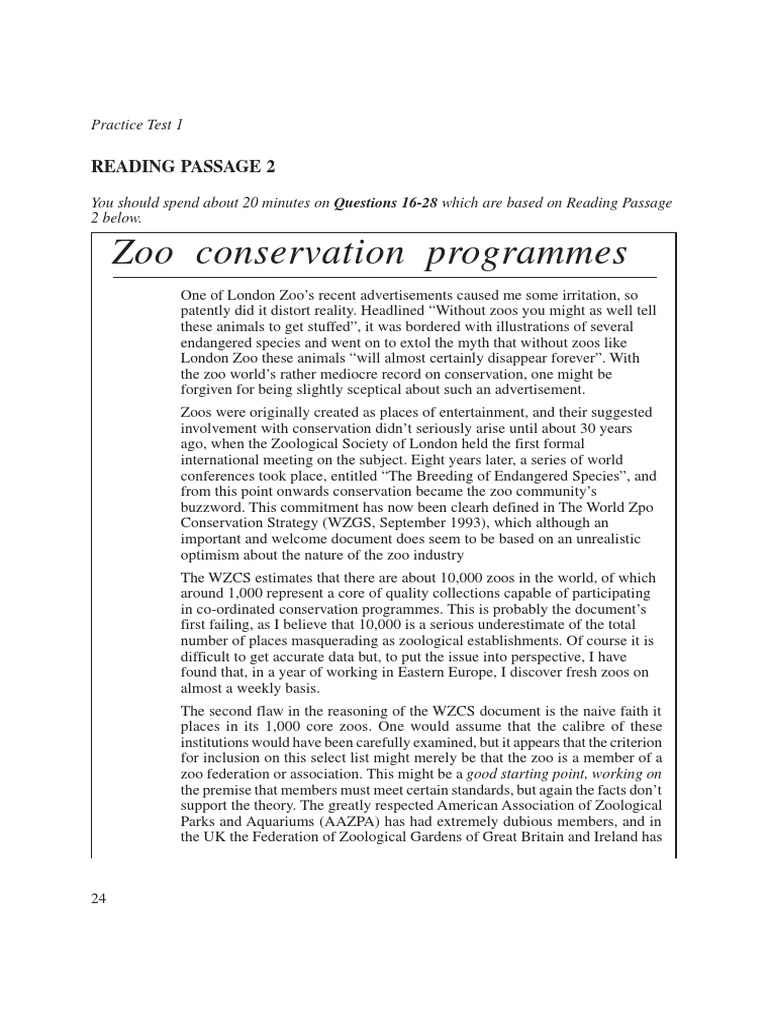Reading C1 02 Zoo | PDF | Zoo