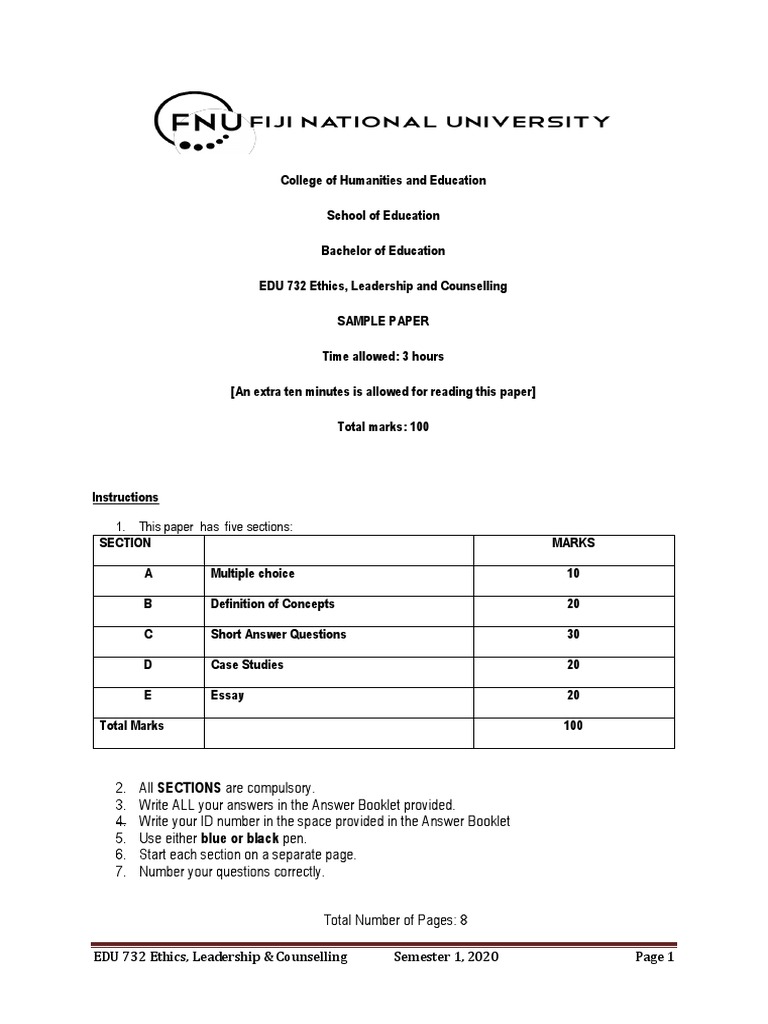 Edu732 Sample Exam Paper | PDF | Teachers | Leadership
