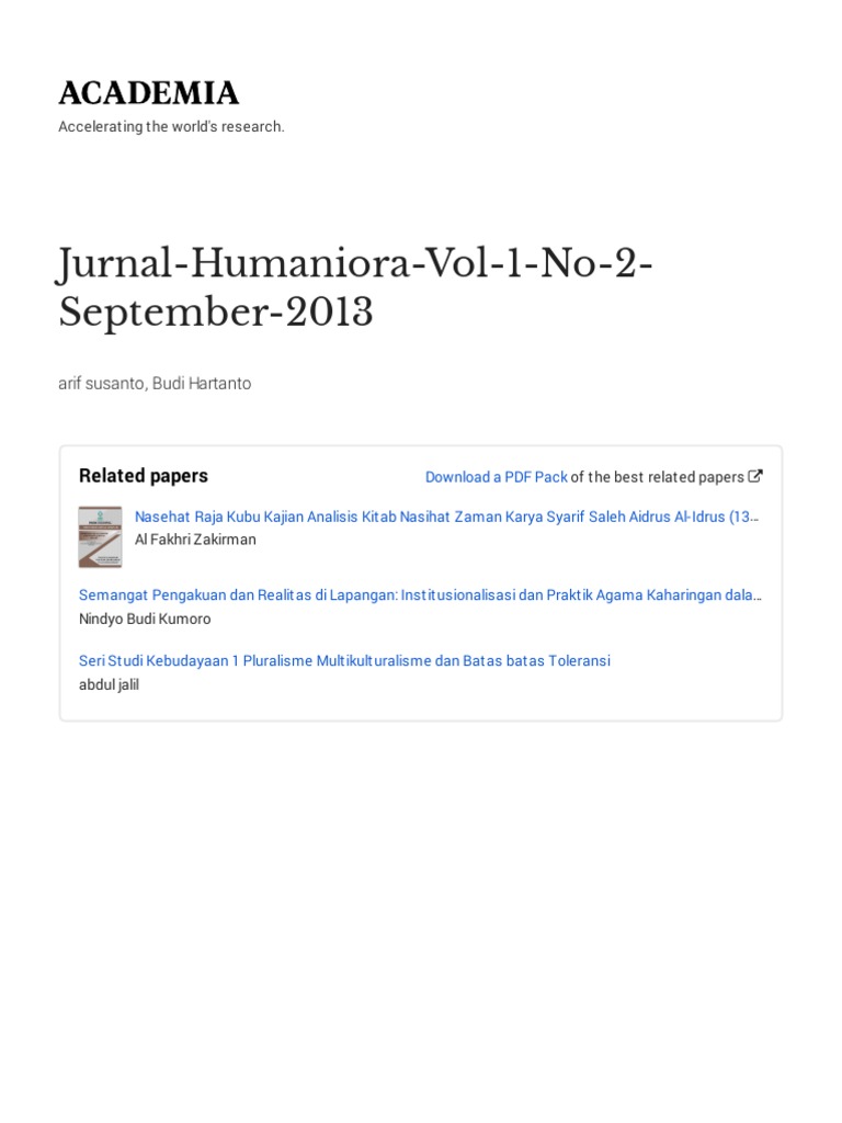 Jurnal Humaniora Vol 1 No 2 September 2013 With Cover Page v2 | PDF