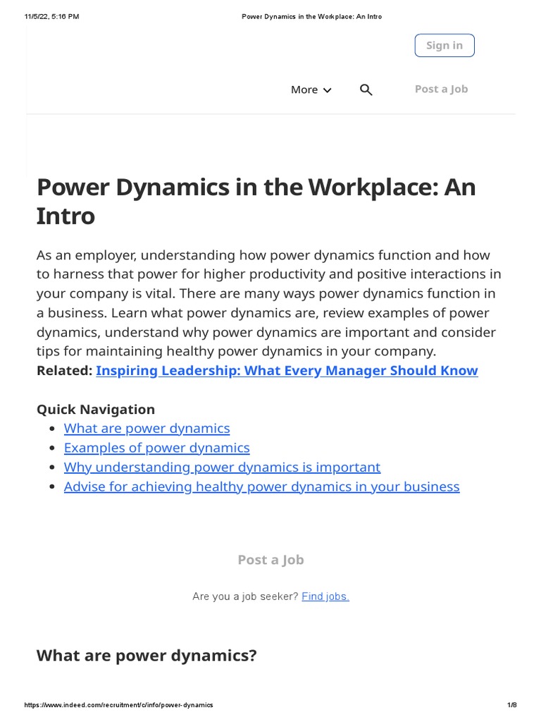 Power Dynamics in The Workplace - An Intro | PDF | Power (Social And ...