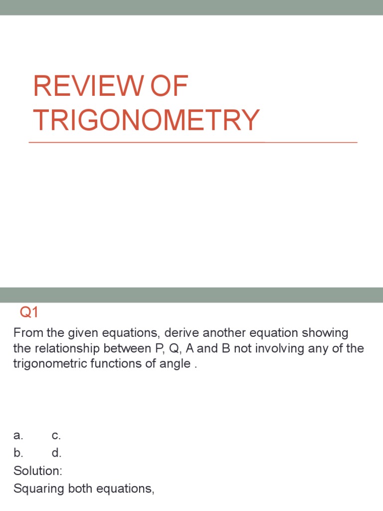 Review of Trigonometry | PDF | Triangle | Trigonometric Functions