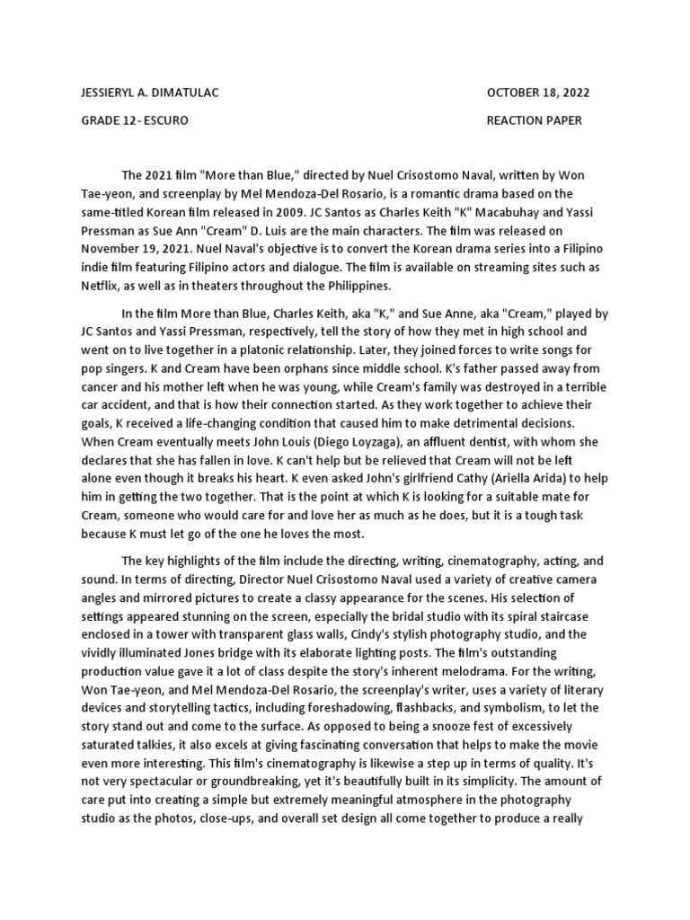 Reaction Paper | PDF | Cinematography