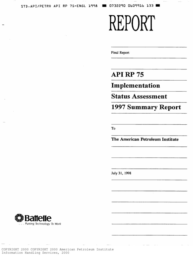 API 75 Sumary Report | PDF | Ethically Disputed Practices | Natural ...