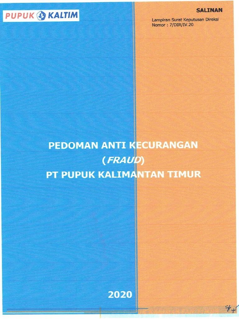 196-D11100-IV.20 - Salinan Lampiran SKD Pedoman Anti Kecurangan (Fraud) PKT | PDF