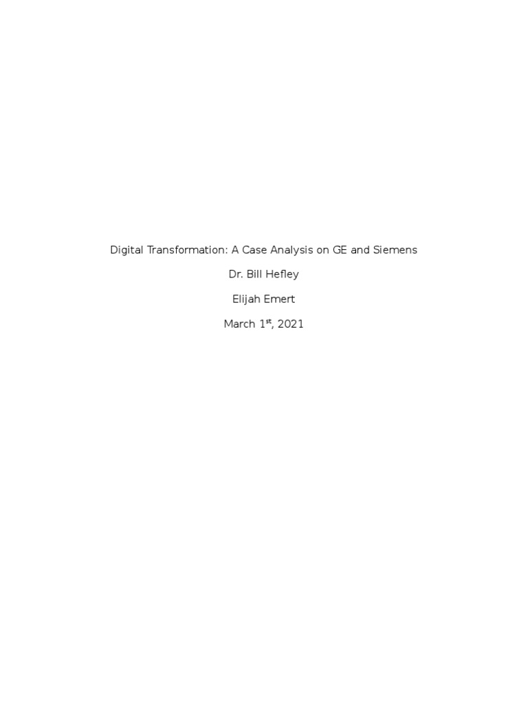 Digital Transformation Case Analysis | PDF | Six Sigma | General Electric