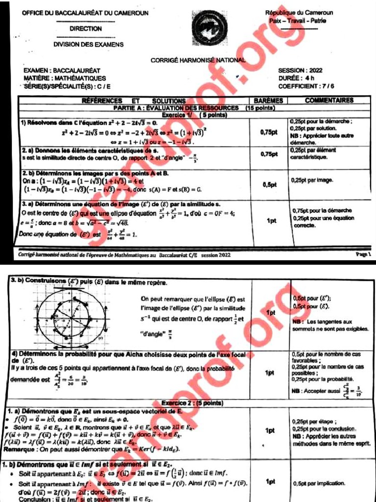 Corrigé Maths BacC 2022 | PDF