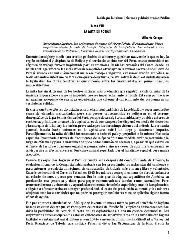 La Mita de Potosí | PDF | Imperio Inca | Bolivia