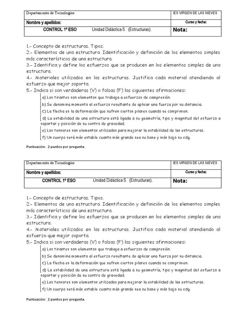 Control Ud 5 2008-2009 | PDF | Fuerza | Centro de masa