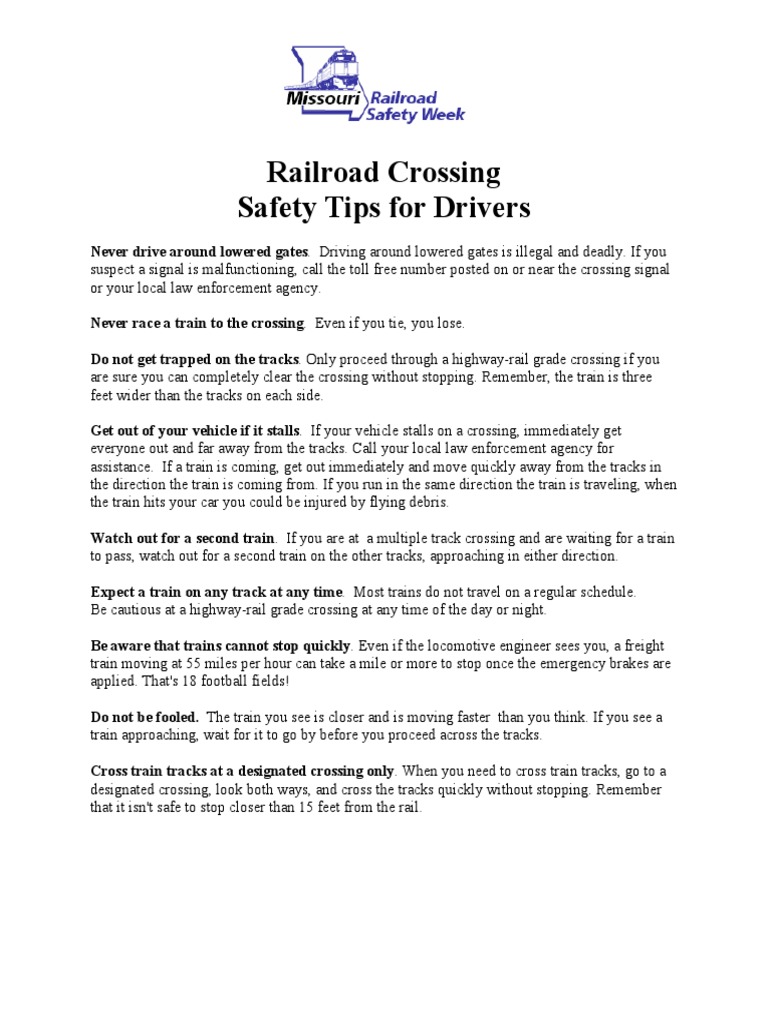 Railroad Crossing Safety Tips For Drivers | Download Free PDF | Train ...