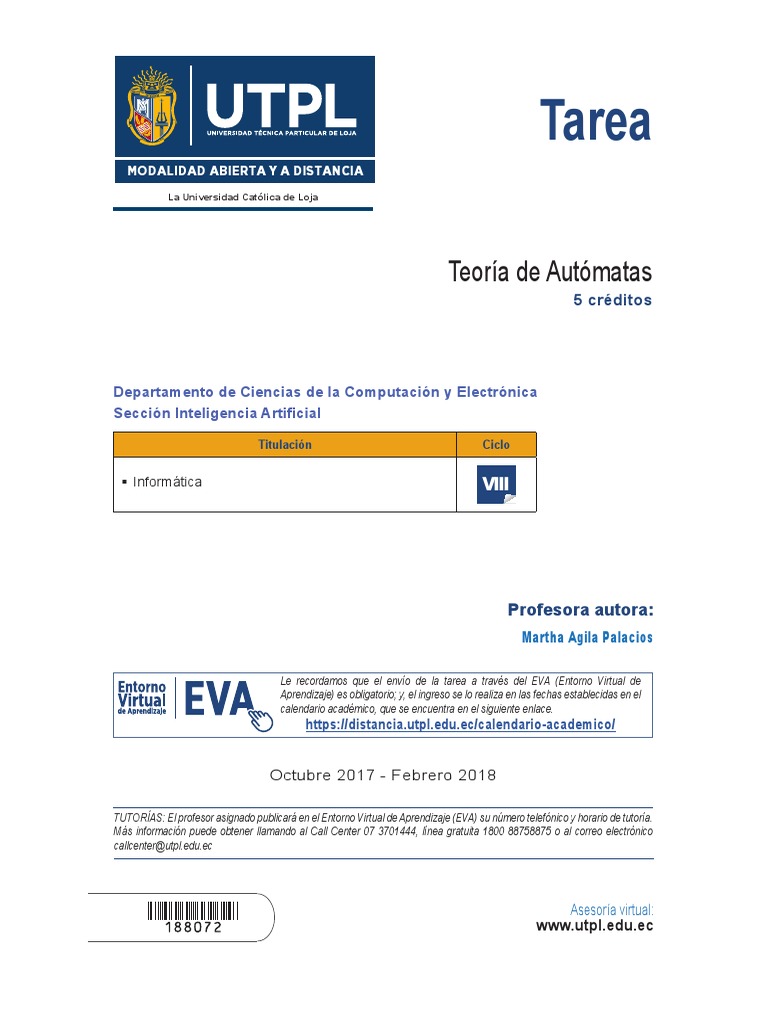 Evaluación - A - Distancia - Teoría - de - Autómatas UTPL | PDF | Informática