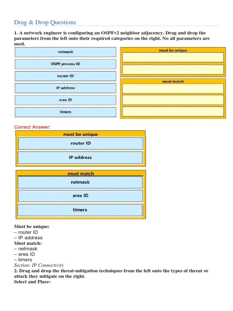 Ccna 200 301 Drag And Drop Questions Pdf Internet Protocol Suite Computer Network