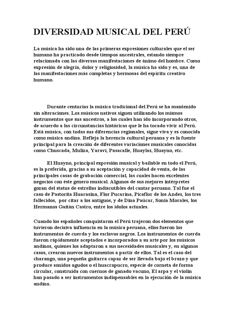 Diversidad Musical en el Perú | PDF | Perú | Lima
