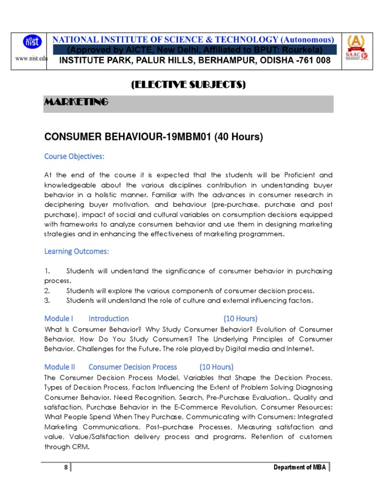 MBA Marketing Electives Overview | PDF | Consumer Behaviour | Digital Marketing