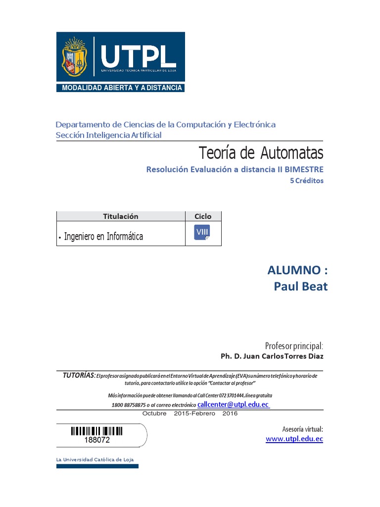 PREGUNTAS - 3 - Teoría - de - Automatas - IIBIM UTPL | PDF | Ciencias de la Computación ...