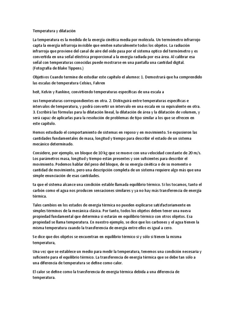 Temperatura y dilatación: conceptos clave | PDF | Temperatura | Celsius