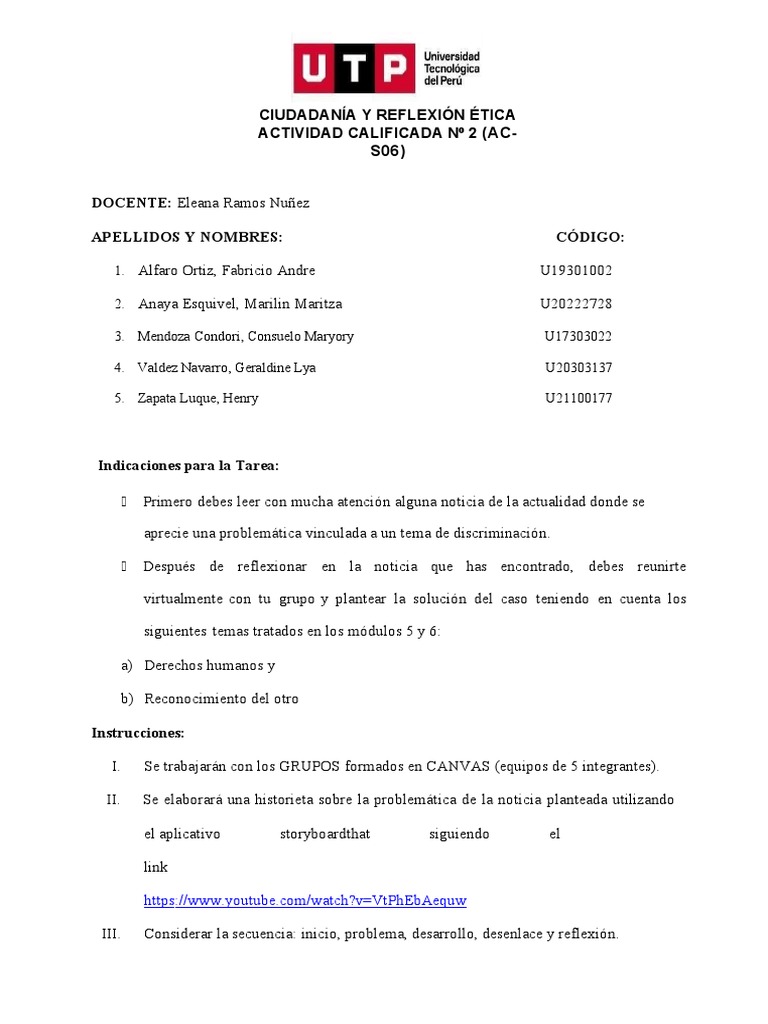 (AC-S06) Semana 06 - Tarea 2 | PDF