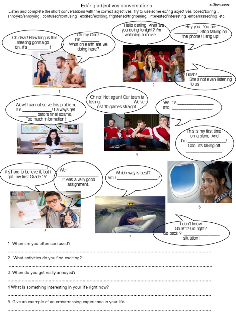 Ed Ing Adjectives Conversations 2021 Worksheet | PDF