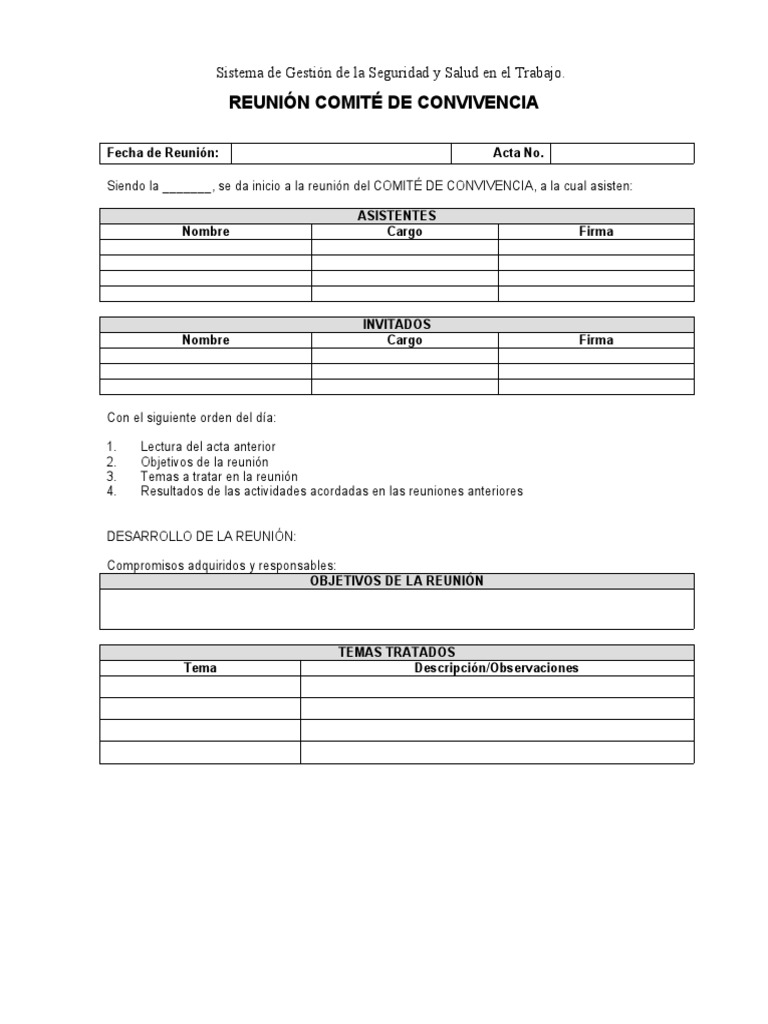Reunión Comité de Convivencia | PDF | Crecimiento personal y ...