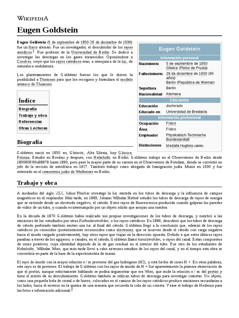 Eugen Goldstein | PDF | Electromagnetismo | Química Física