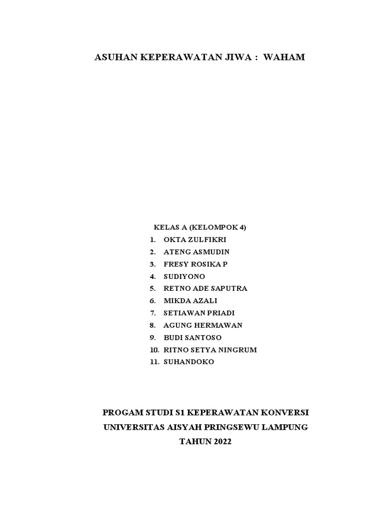 Askep Jiwa Waham | PDF | Pengembangan Diri | Sains & Matematika