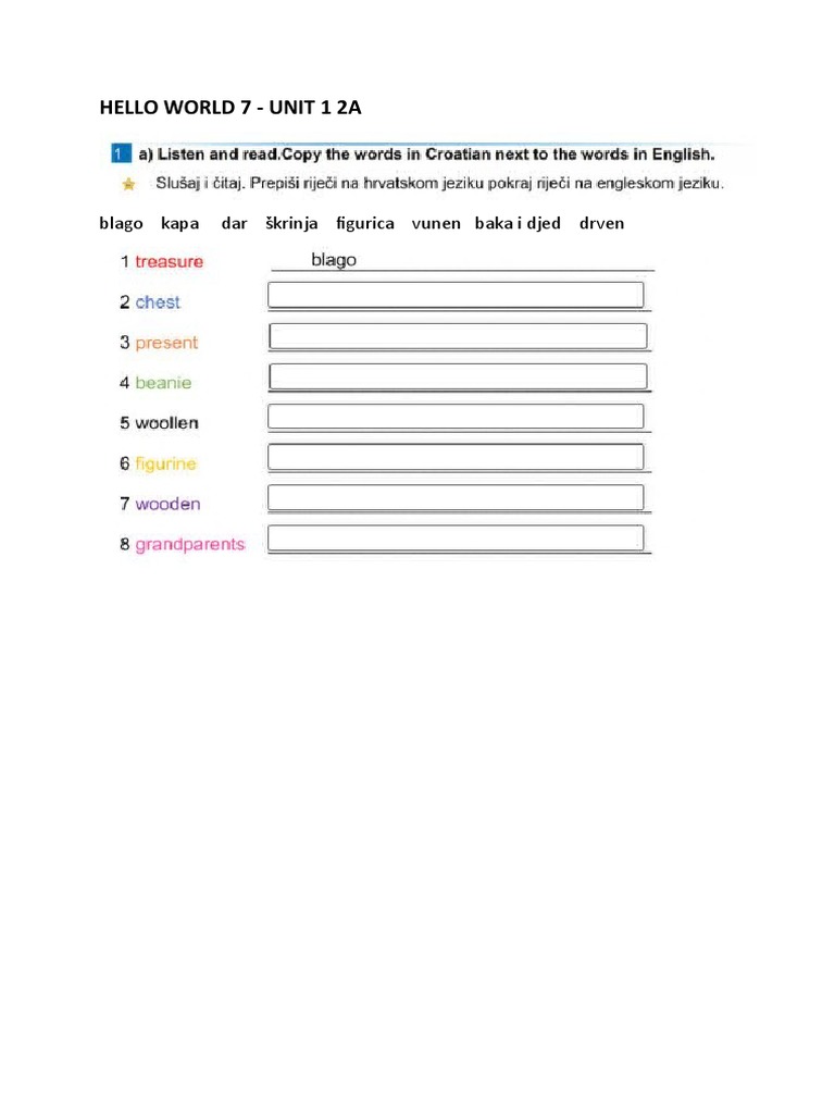 Hello World 7 Unit 1 Lesson 2a | PDF