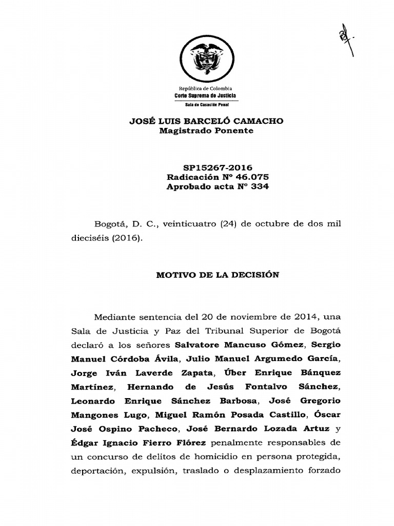 Sentencia Mancuso | PDF | Crímenes | Crimen y violencia