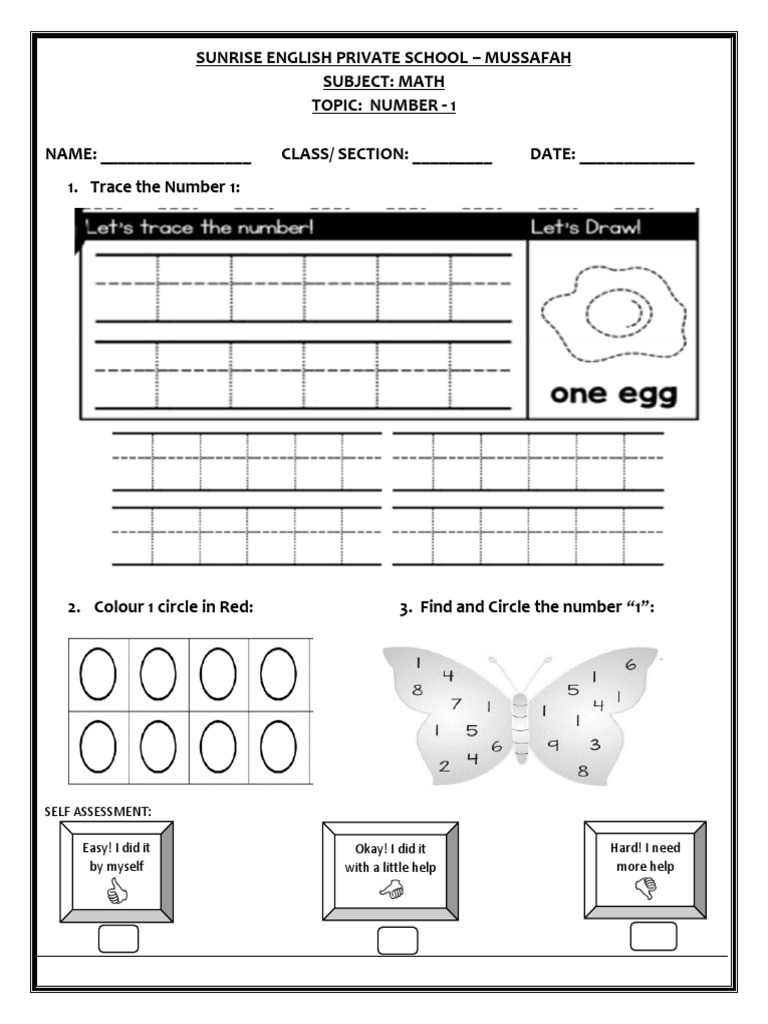 KG1 Math - NUMBER 1 | PDF